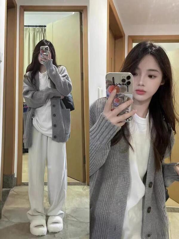 Milli Millu寬松針織外搭 女春秋裝 慵懶復古奶系穿搭 灰色針織外搭 | 露天市集 | 全台最大的網路購物市集