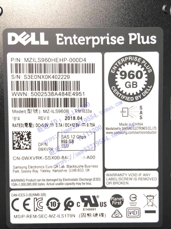DELL 960GB SAS12 SSD硬盤6N7KY WXVRK MZ-ILS960B ME4012 SC5020 | 露天市集 | 全台最 ...