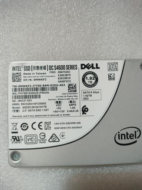 Intel 戴爾S4600 1.92T 2.5 SATA固態硬盤SSDSC2KG019T7R 0MWKF2 | 露天市集 | 全台最大的網路購物市集