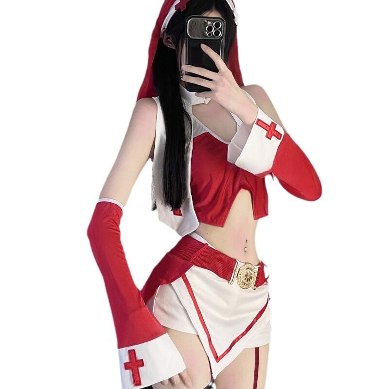 48h出貨丶吸管少女性感懲罰修女制服cos遊戲掛脖鏤空手袖露腰開衩1746 | 露天市集 | 全台最大的網路購物市集