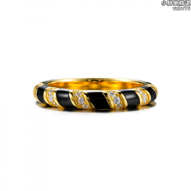 【好康】S925純銀琺瑯戒指黑白色鍍AU750黃金色ins風簡約百搭時尚小紅書款 | 露天市集 | 全台最大的網路購物市集