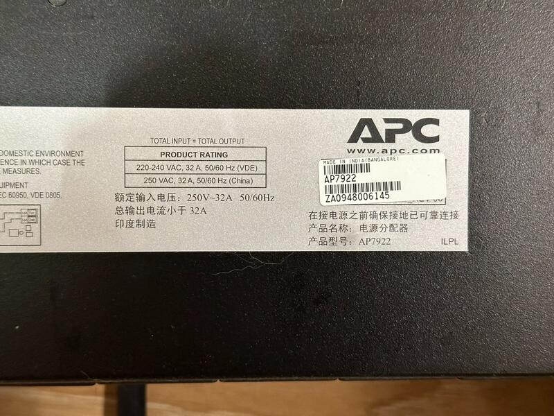 【下標詢價】個人閑置 施耐德 APC AP7922 開關型 PDU，22 | 露天市集 | 全台最大的網路購物市集