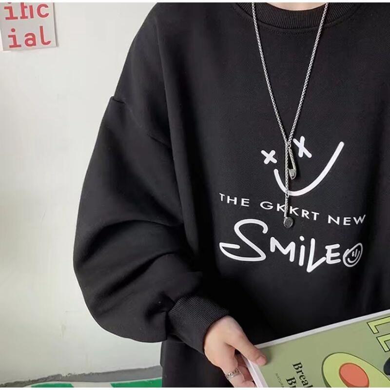 薄款男長袖大學T 【M-5XL】白色圓領超火衛男士春秋季款ins寬鬆上港風情侶外白黑淺灰 | 露天市集 | 全台最大的網路購物市集