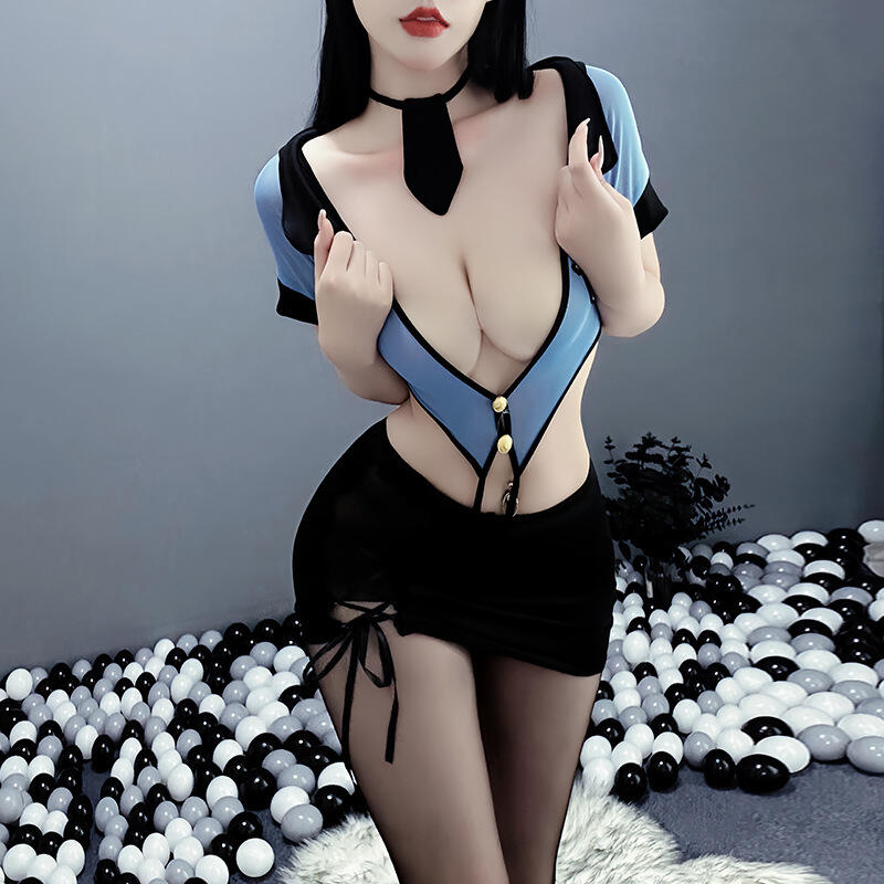 ├FUNYUE┤深V女警制服情趣內衣性感睡衣蕾絲誘惑透視連體鏤空綁帶秘書包臀裙火辣套裝MYJ633 | 露天市集 | 全台最大的網路購物市集