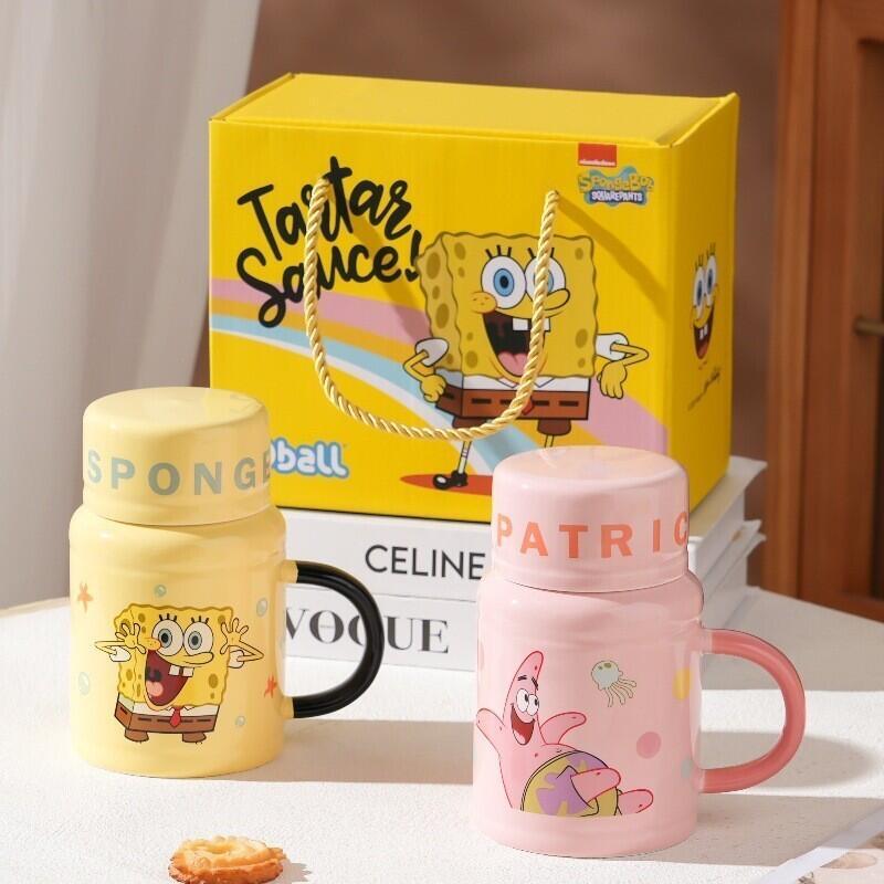 台灣現貨MANQU陶瓷杯海綿寶寶派大星家用卡通馬克杯帶蓋水壺 | 露天市集 | 全台最大的網路購物市集