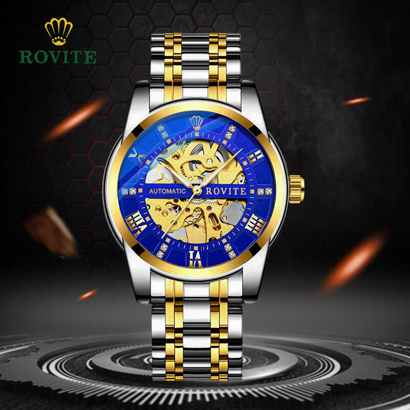 48h出貨丶rovite手錶男士陀飛輪時尚機械手錶鏤空鋼帶腕錶方勝鐘錶 | 露天市集 | 全台最大的網路購物市集