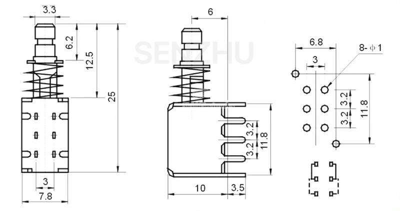 A03直鍵開關PS-22F03 無鎖雙排6腳琴鍵開關 電源按鍵開關 | 露天市集 | 全台最大的網路購物市集