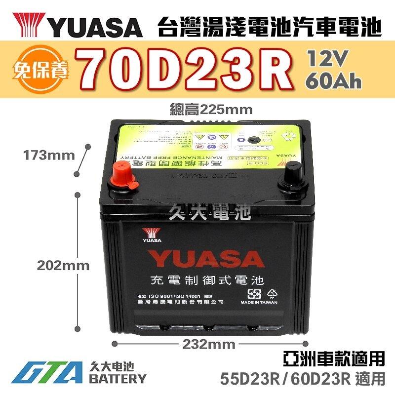 【現貨】 YUASA 湯淺電池 70D23R 免保養 汽車電瓶 汽車電池 55D23R 60D23R 新規格 | 露天市集 | 全台最大的網路購物市集