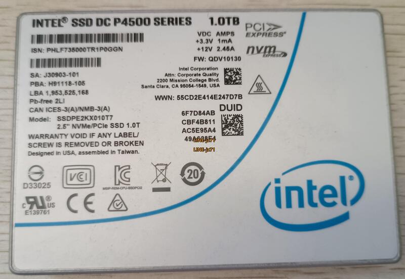 Intel/英特爾 P4500 P4510 1T/2T U.2 NVME PCIE 固態硬盤 | 露天市集 | 全台最大的網路購物市集