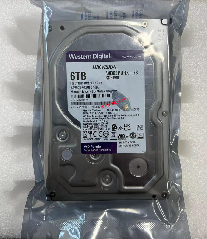 WD/西數WD60PURX/WD62PURX 6TB監控專用硬盤 海康威視 6T監控硬盤【大洋電腦】 | 露天市集 | 全台最大的網路購物市集