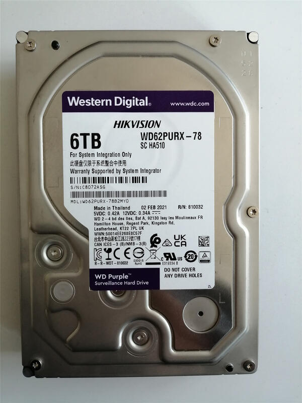 WD/西數WD60PURX/WD62PURX 6TB監控專用硬盤 海康威視 6T監控硬盤【大洋電腦】 | 露天市集 | 全台最大的網路購物市集