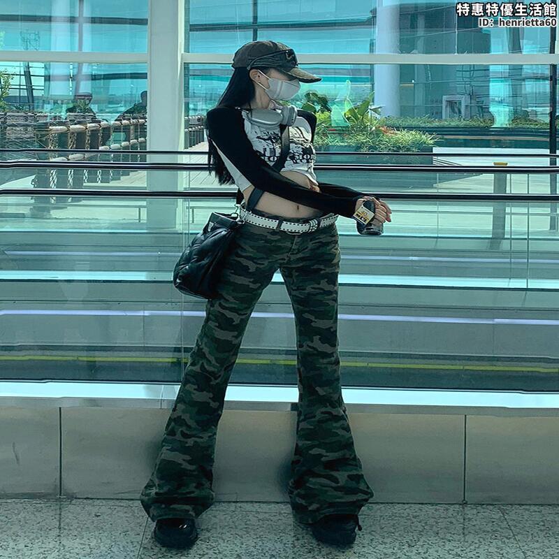 高個子加長辣妹復古高街hiphop迷彩褲子女夏季微喇叭褲ins潮 | 露天市集 | 全台最大的網路購物市集
