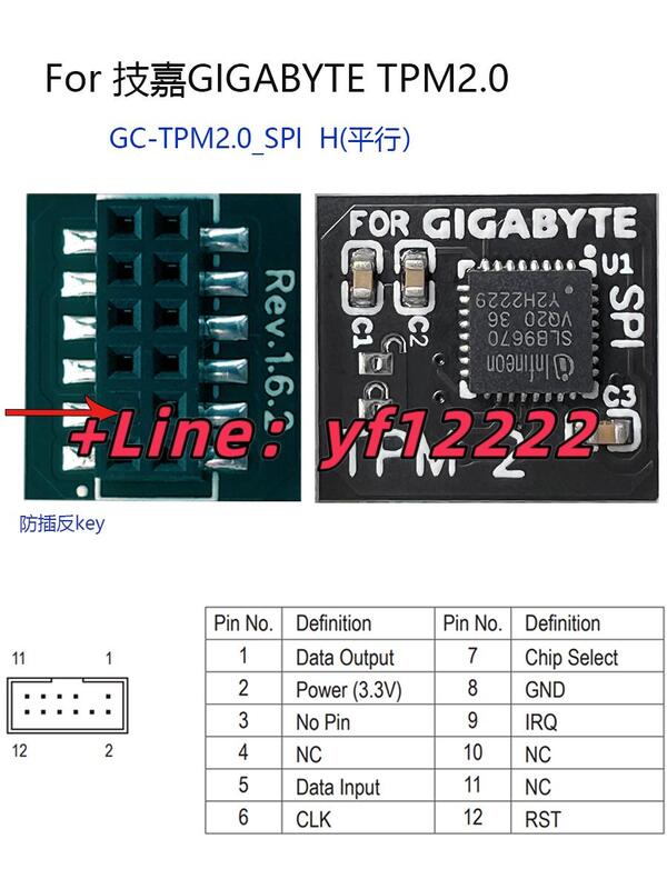 TPM2.0 技嘉GIGABYTE GC-TPM20_S -SPI CTM000 010 受信任的平臺 | 露天市集 | 全台最大的網路購物市集