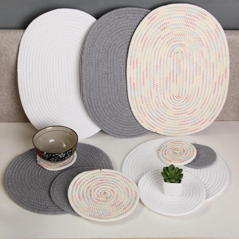 台灣現貨zakka/日式手工草編/手工編織/亞麻編/隔熱墊/餐墊/棉線編織/圓形/橢圓形/棉線繩加厚防燙隔熱墊 | 露天市集 | 全台最大的 ...
