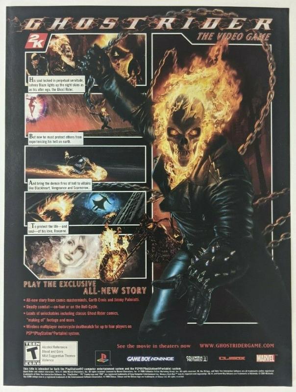 ghost rider print ad 遊戲海報 全圖 promo 原裝 playstation 2 ps2 gba 漫威 ...