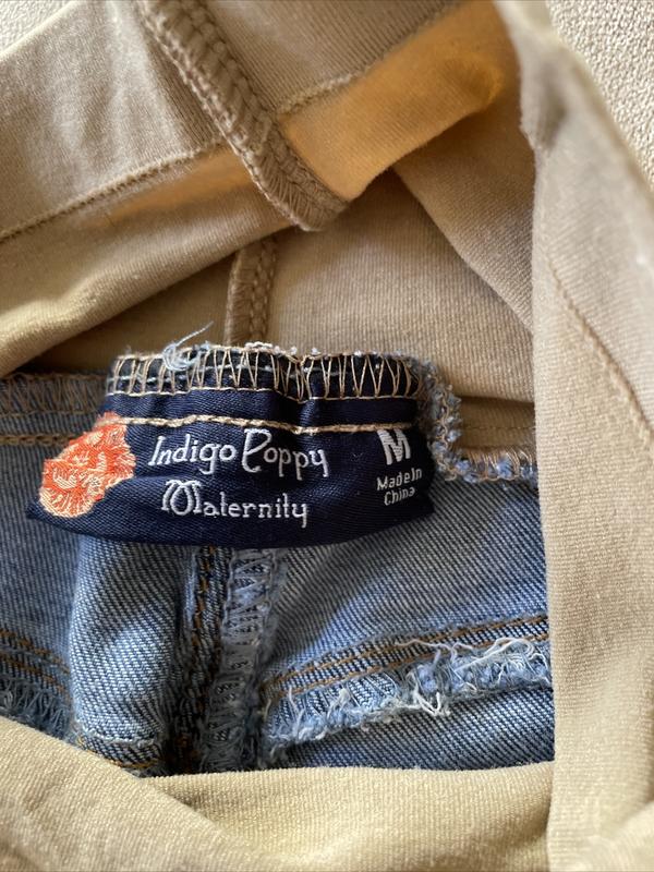 靛藍 緋色孕婦牛仔褲 尺寸m 3吋 褲長 拉鍊式 仿舊w口袋 | PChomeUSA 海外代購