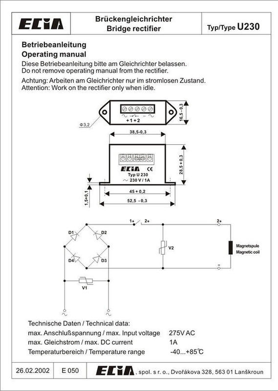 ecia type u230 230v / 1a剎車整流器電源供應制動模塊 | PChomeUSA 海外代購