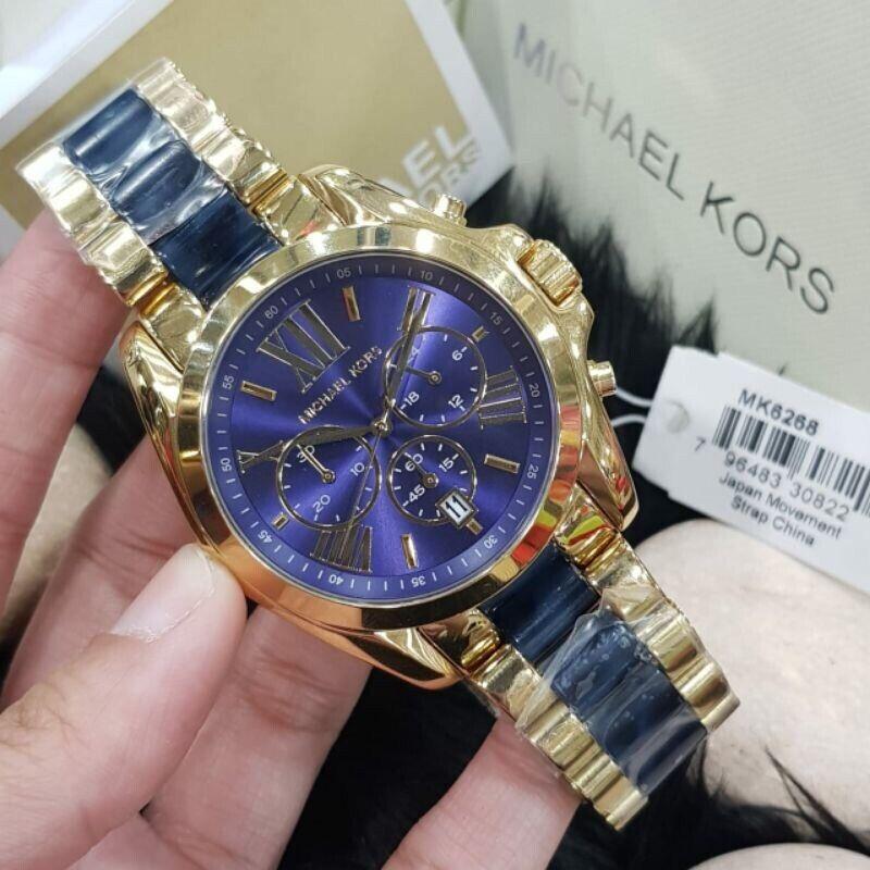 michael kors mk6268 布拉德肖金色藍色錶盤計時器 男女通用 43mm錶殼手錶 | PChomeUSA 海外代購