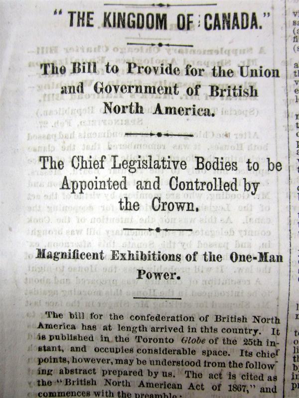 1867 報紙和formation of confederation of of 加拿大 | PChomeUSA 海外代購