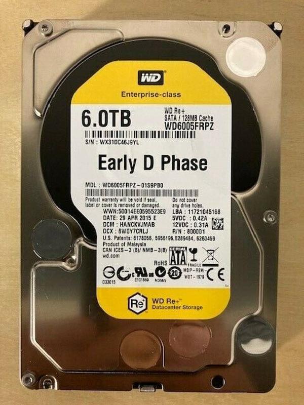 wd re + datacenter 3.5吋 6tb硬碟,sata 6gb / s,wd6005frpz,100%健康 ...