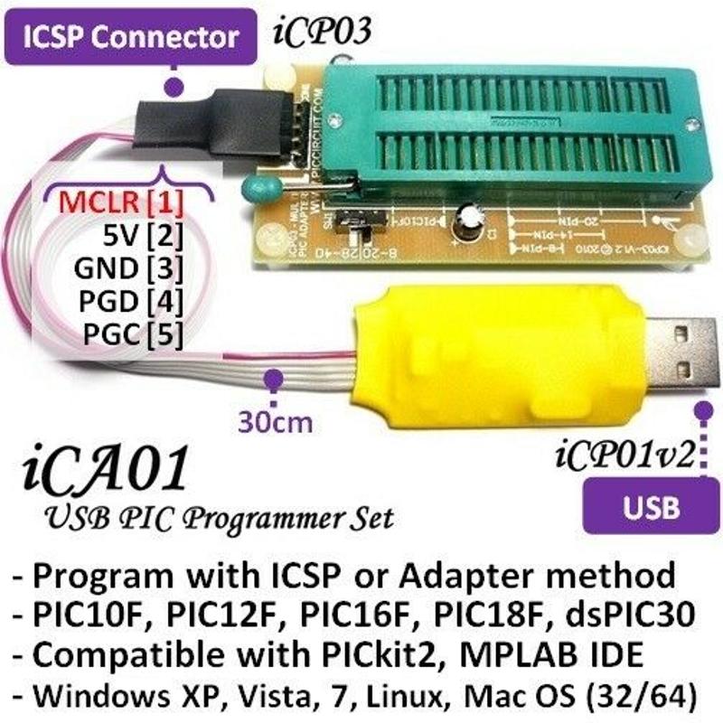 ica01 usb pic c16f,18f編程器套組(icsp&轉接器)附pickit2 sw | PChomeUSA 海外代購