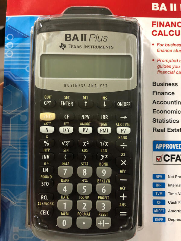 CFA関数電卓 BA2 Plus texas instruments