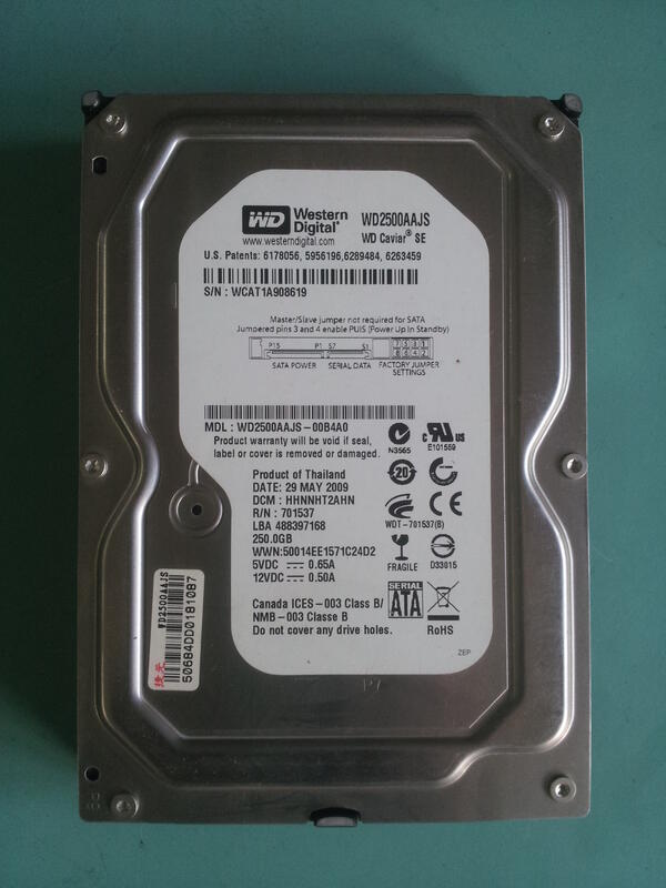 WD威騰 3.5吋 250GB(250G) SATA硬碟 WD2500AAJS-00B4A0 (良品) A138 | 露天市集 | 全台最大的 ...