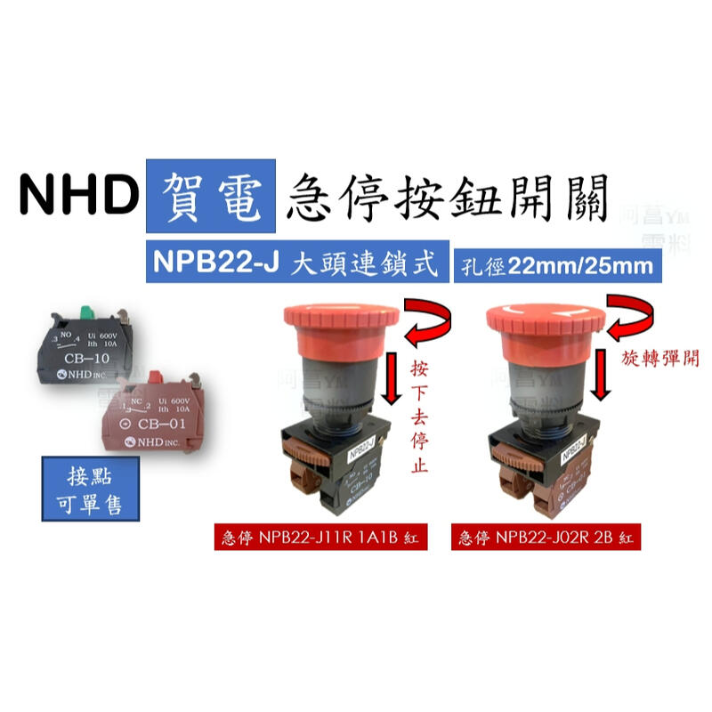 【含稅附發票】NHD 賀電 接點 CB-10 A (NO)、CB-01 B (NC) 開關接點 按鈕接點【另售選擇開關】 | 露天市集 | 全 ...
