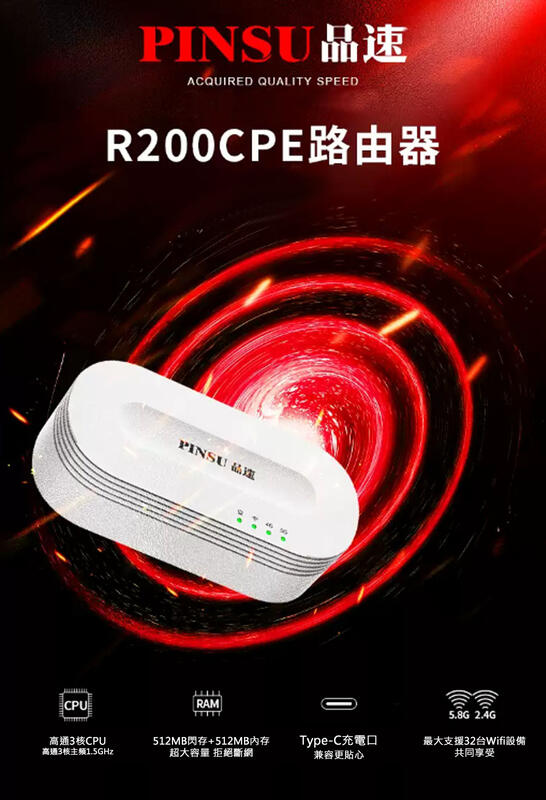 缺貨勿下-PINSU品速R200-C版 5G SIM LTE WIFI分享器無線網卡路由器 Type-C供電 WiFi6 | 露天市集 | 全 ...