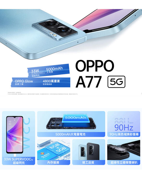 【附發票】OPPO A77 5G(4G/64G)(CPH2339)6.5吋手機 空機 雙卡雙待 大電量 快充 八核心 | 露天市集 | 全台最 ...