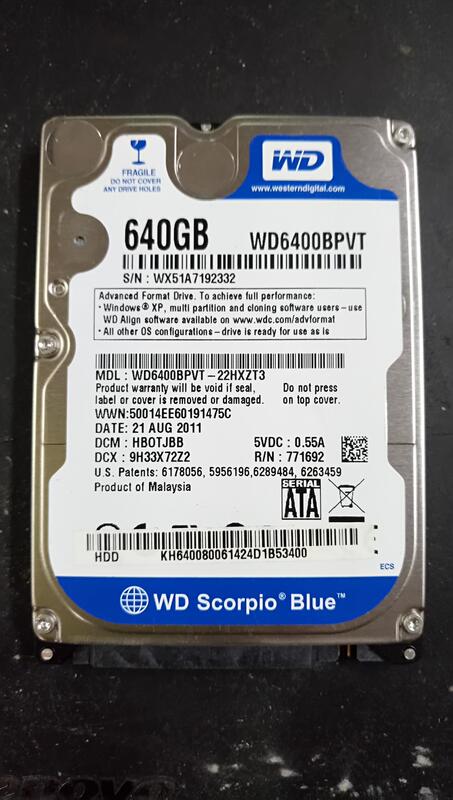 知飾家 二手良品 WD 2.5吋 640G 硬碟 | 露天市集 | 全台最大的網路購物市集
