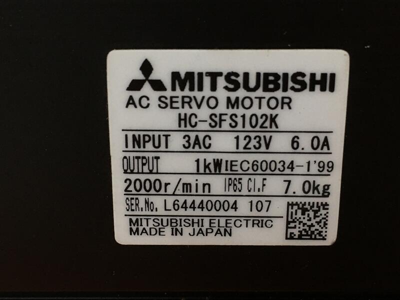 MITSUBISHI HC-SFS102K AC SERVO MOTOR | 露天市集 | 全台最大的網路購物市集