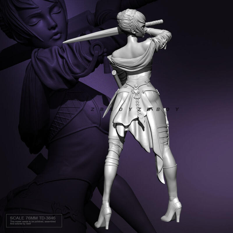 【熱銷現貨🔥】76mm ZBBOY監制 短劍女俠 樹脂兵人 白模 TD-3846 | 露天市集 | 全台最大的網路購物市集