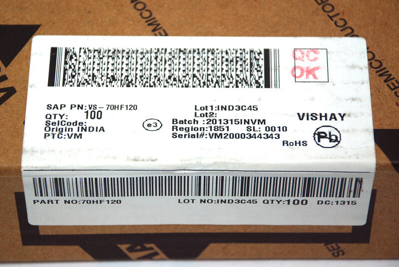 Vishay Standard Recovery Diode 70HF120 70A 1200V DO-203AB | 露天市集 | 全台最大 ...