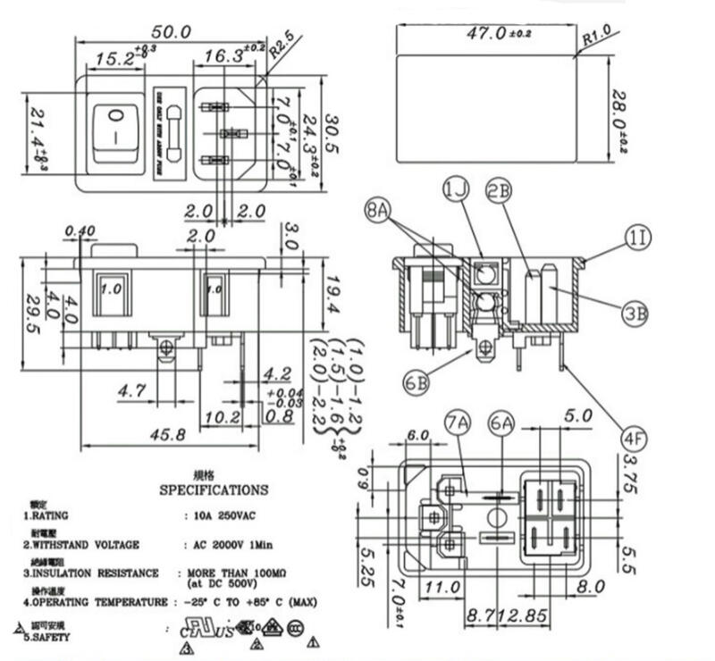 AC 電源輸入座 JR-101-1FRS 含保險絲座 開關 JEC AC IEC Inlet Socket | 露天市集 | 全台最大的網路購物市集