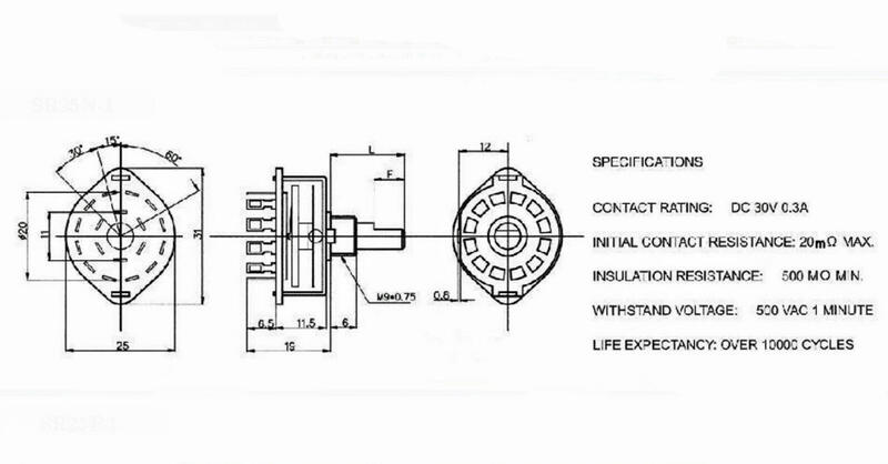 旋轉開關 波段開關 [ 2 通道 5 段 ] 2C5P 5PDT Rotary Switch 30V 0.25A | 露天市集 | 全台最大的 ...