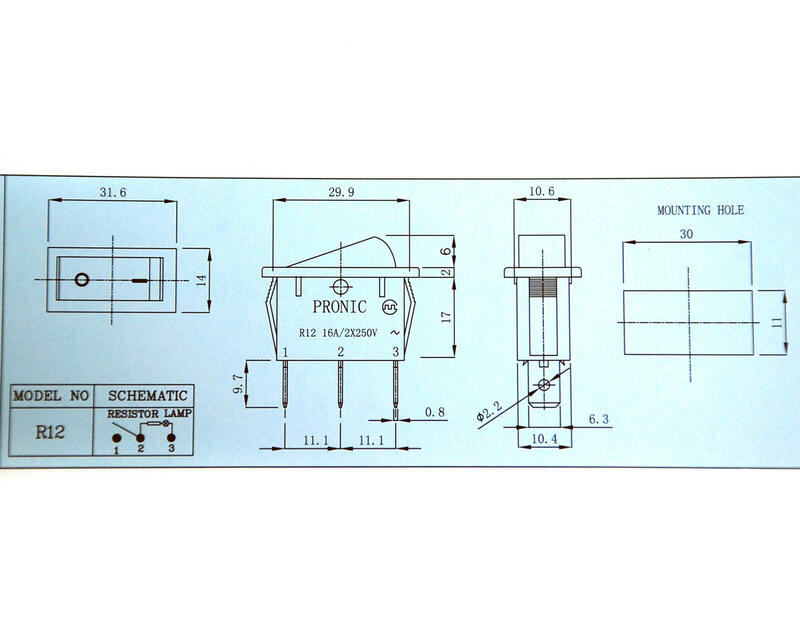 PRONIC 32x14mm 洛克開關 R121-12C-13 Rocker Switch 3P 16A | 露天市集 | 全台最大的網路購物市集