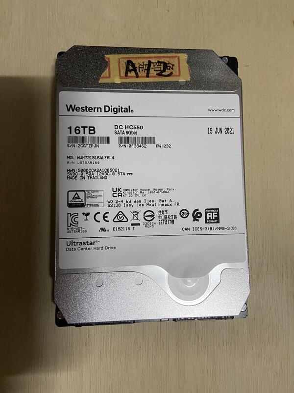 WD 16TB DC HC550 WUH721816ALE6L4 (16T/16TB HDD硬碟)(30HR)[A12] | 露天市集 | 全 ...