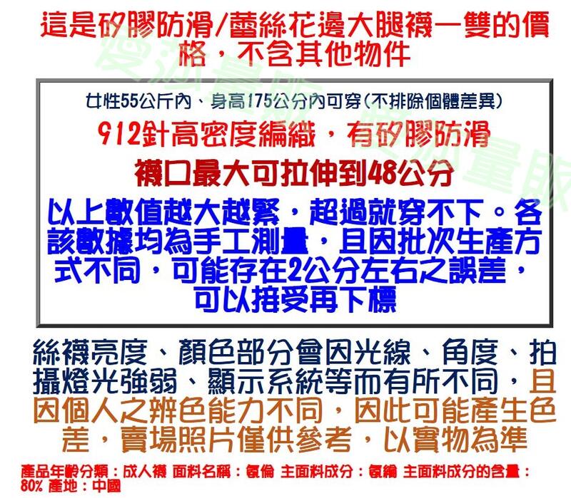 8D薄款/912針高密度/油亮/矽膠防滑/花邊蕾絲/大腿絲襪/均碼/OPP塑袋裝/無精美包裝/黛姿/R145/1530 | 露天市集 | 全台最大的網路購物市集